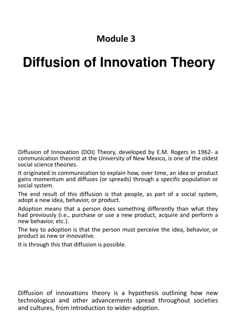 Understanding Diffusion of Innovation Theory | PDF | Innovation ...