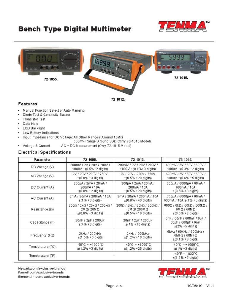 Bench Type Digital Multimeter: Features | PDF | Voltage | Ac Power ...