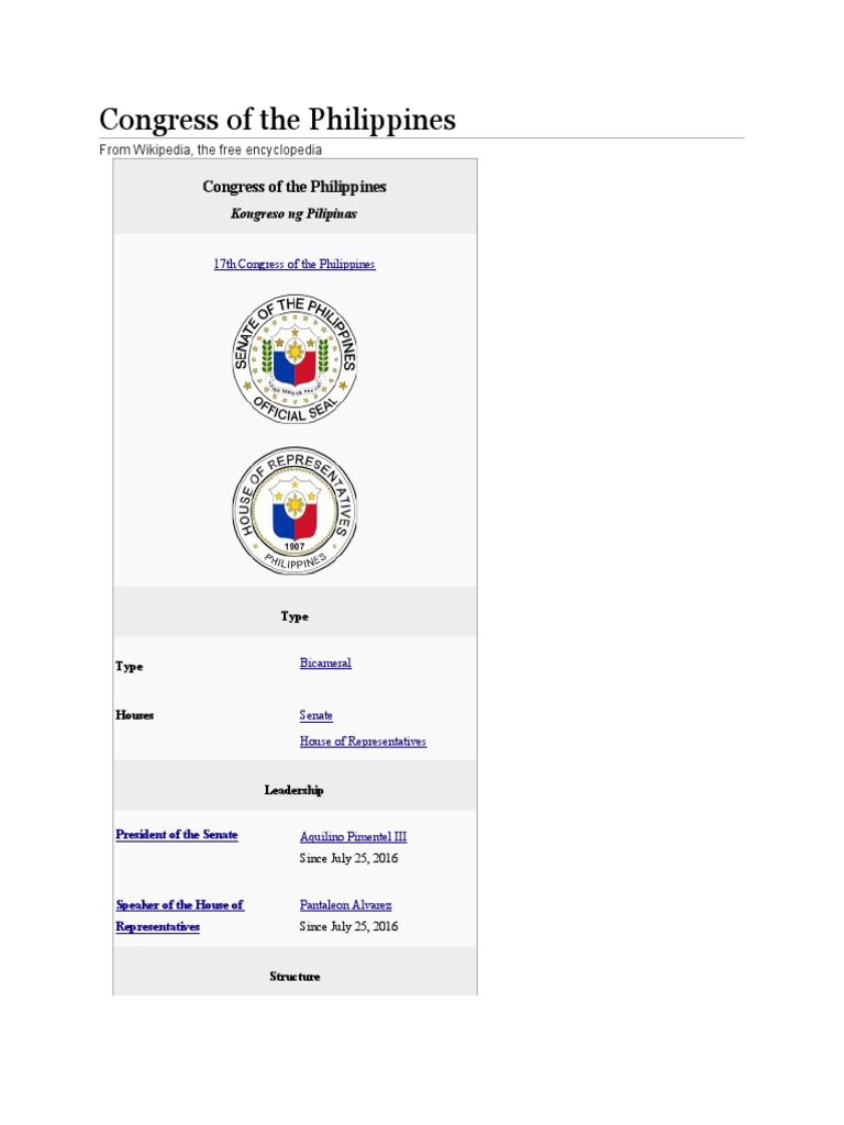 Philippine Congress Overview | PDF | Constitutional Law | Public Law
