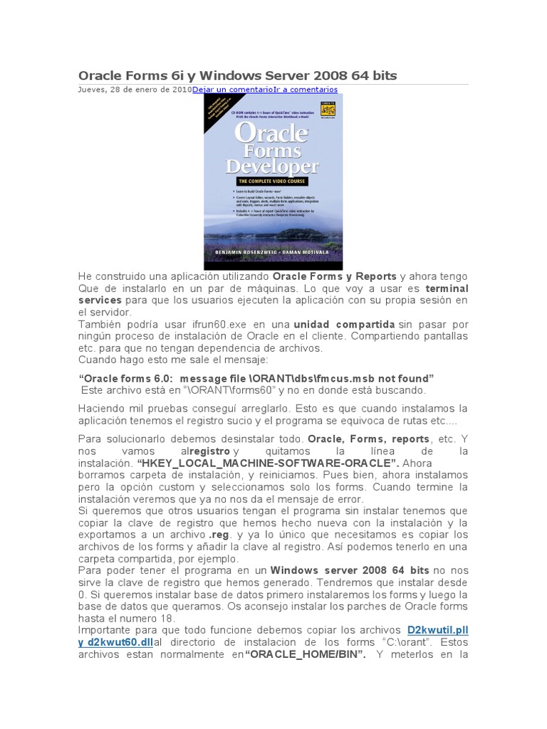 Oracle Forms 6i en Windows 64 bits | PDF | Archivo de computadora ...