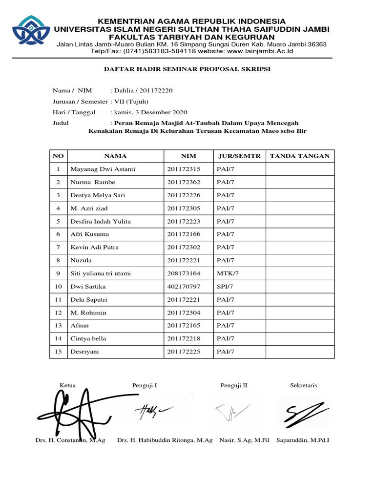 BUKTI HASIL SEMINAR, ABSEN, Dan Catatan PERBAIKAN | PDF