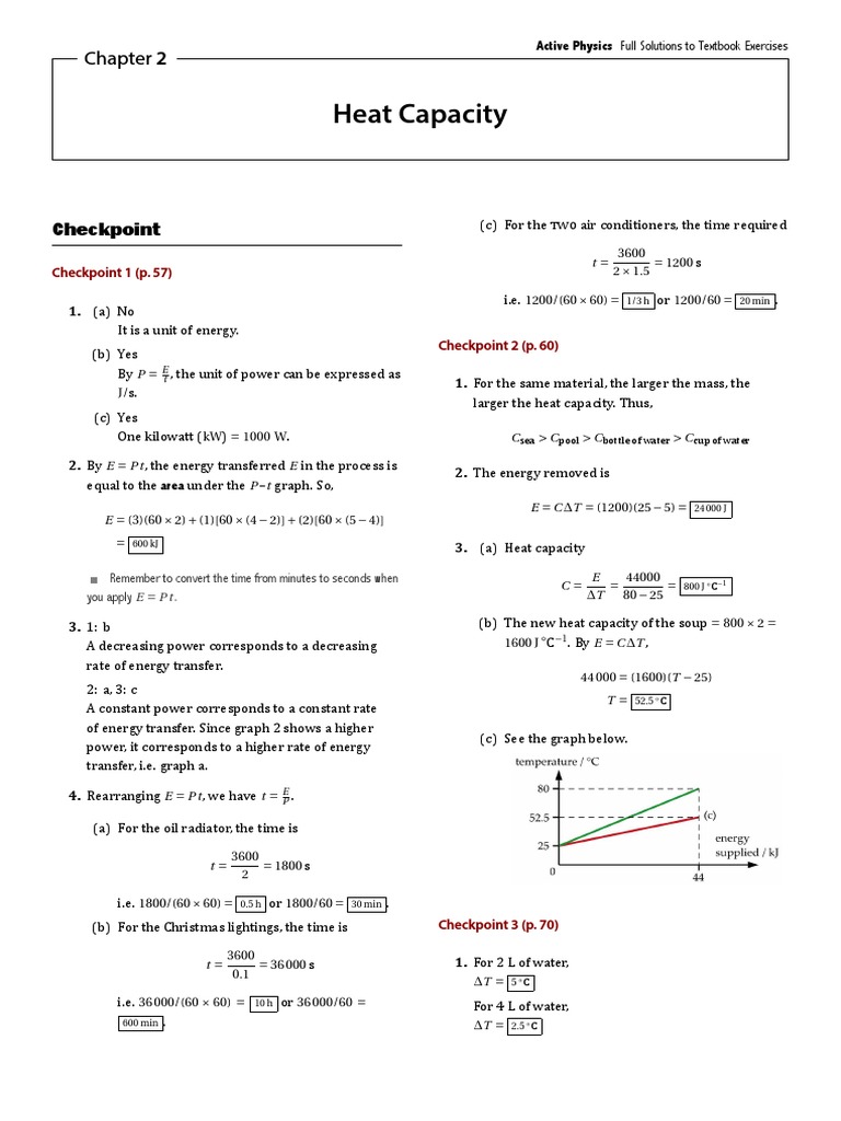 Physics 02 - Exercise - Solutions - e PDF | PDF | Heat Capacity | Heat