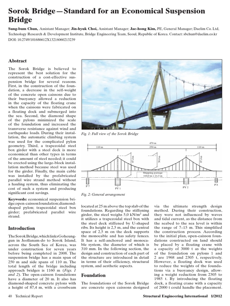 2012 - Sorok Bridge-Standard For An Economical Suspension Bridge | PDF | Crane (Machine) | Bridge