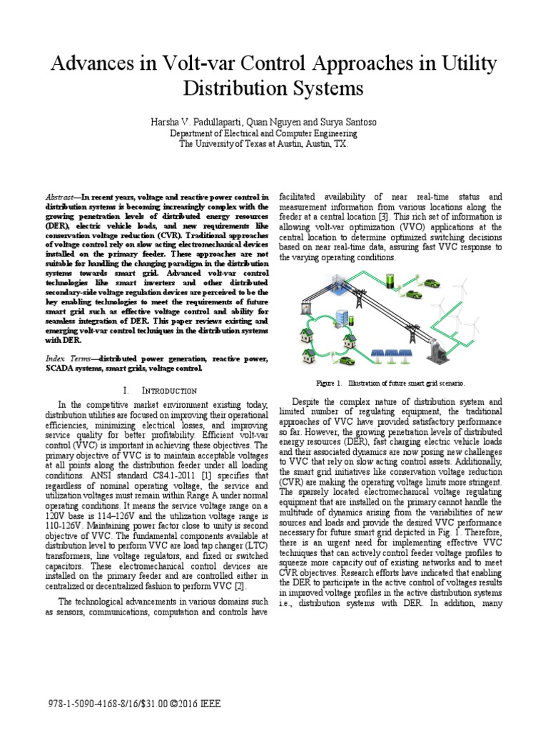 Advances In Volt Var Control Approaches In Utility Distribution Systems Padullaparti2016 Pdf