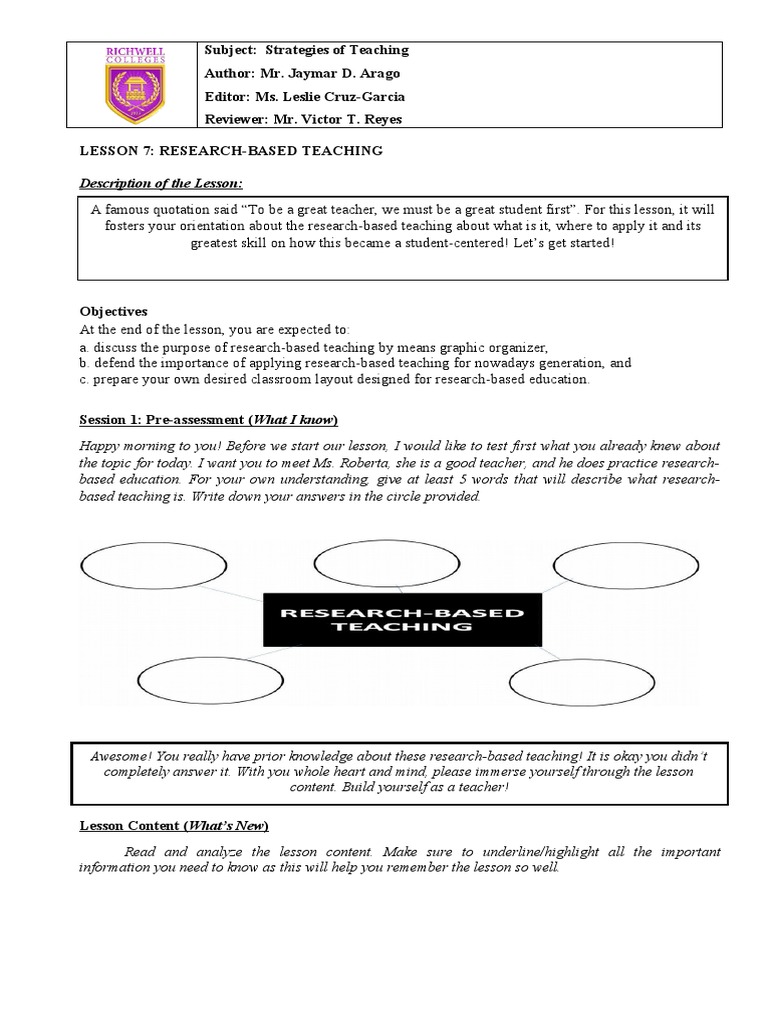 Strategies Week 7 | PDF | Teachers | Recall (Memory)