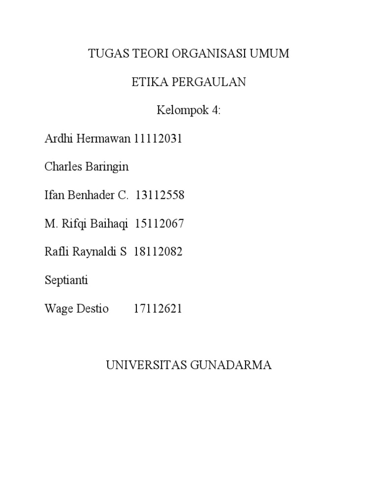Makalah Tentang Etika Dalam Pergaulan | PDF