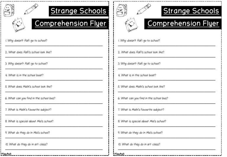 Strange Schools Comprehension Flyer | PDF