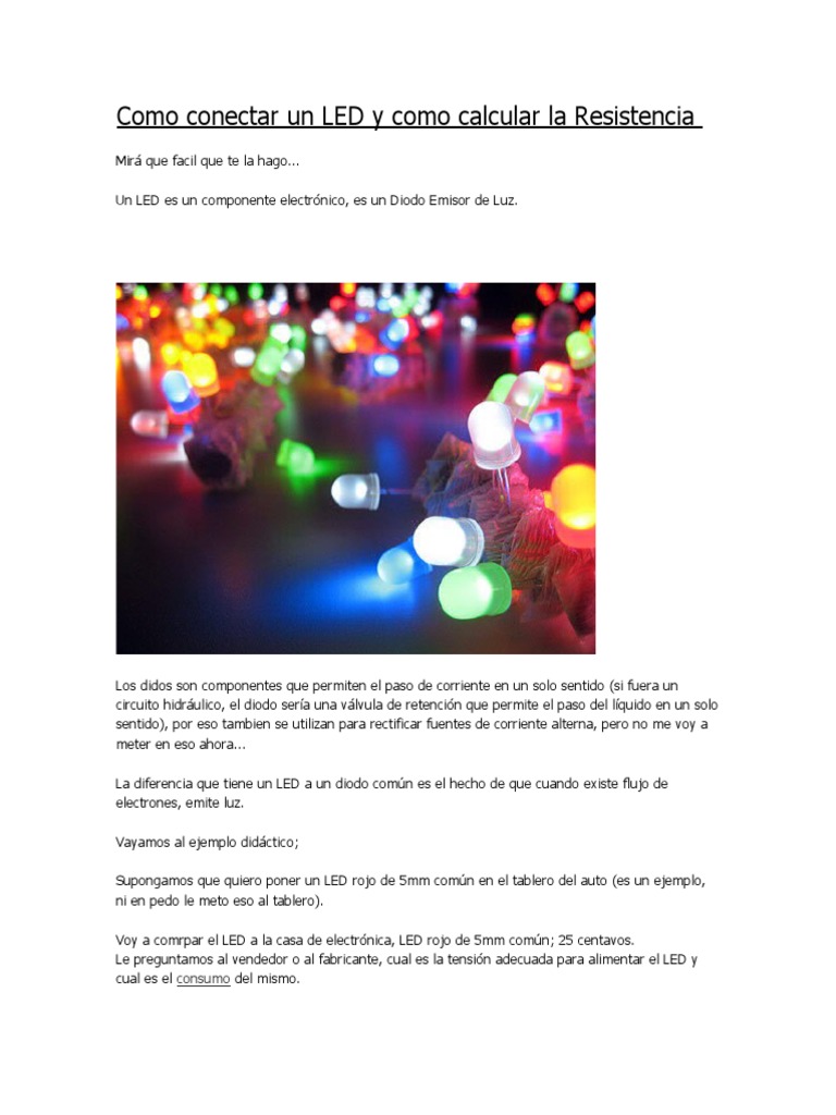 Como Conectar Un LED y Como Calcular La Resistencia | PDF