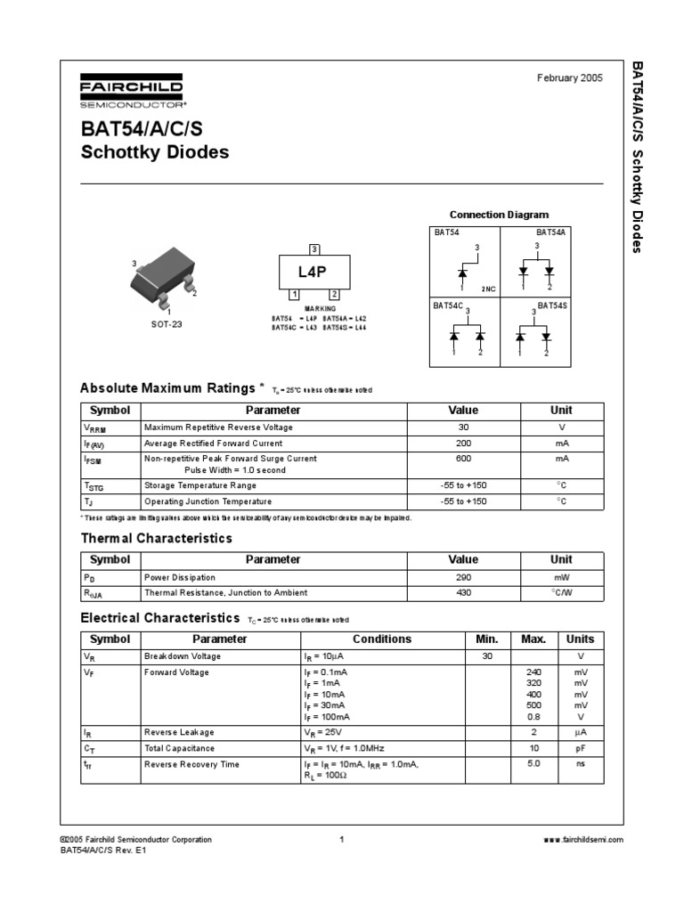 BAT54 | PDF | Diode | P–N Junction