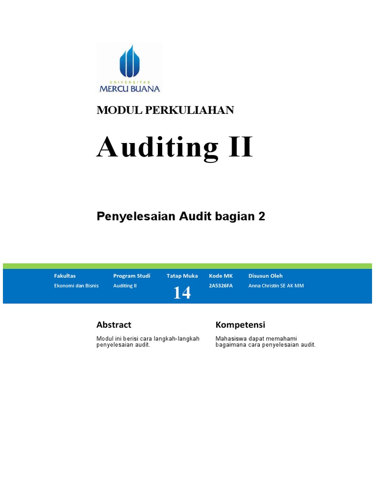 Modul Auditing II (TM14) | PDF
