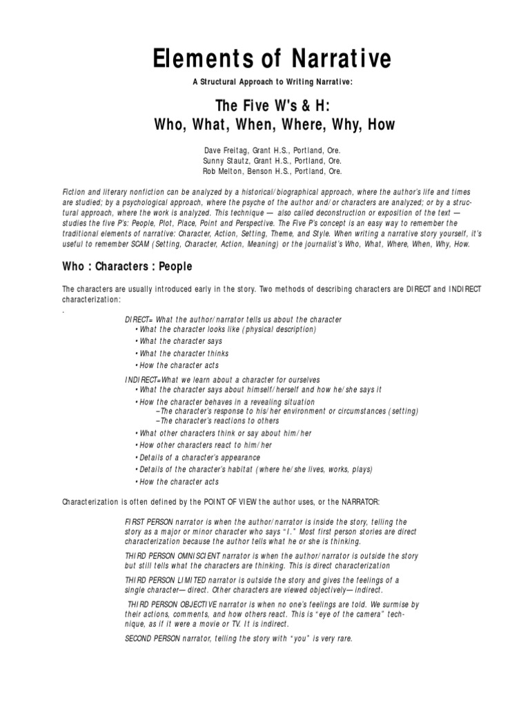 Elements of Narrative | PDF | Narration | Narrative
