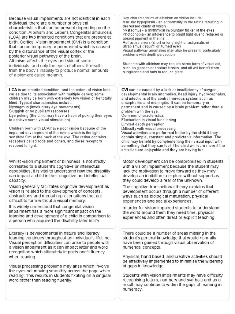 Vision Cards | PDF | Visual Perception | Visual Impairment