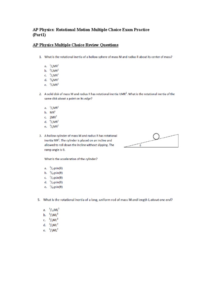 AP Physics Rotation Exam Prep | PDF