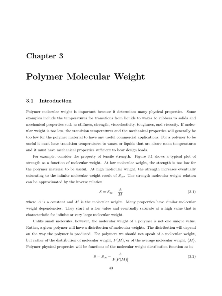 Molecular Weight Polymer | PDF | Polymers | Polymerization
