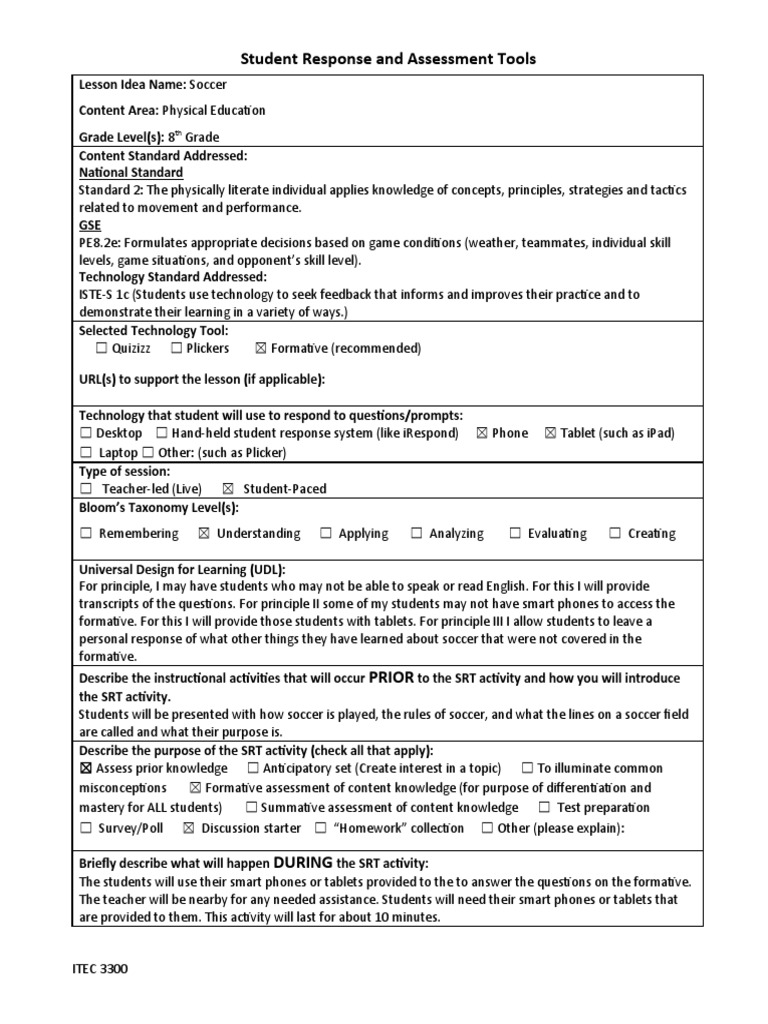 Student Response Tools Lesson Idea Template | PDF | Educational ...