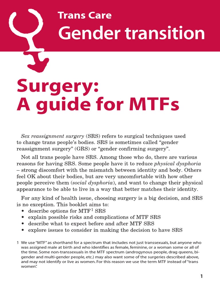 Gender Transition: Surgery: A Guide For Mtfs | PDF | Transsexual | Vagina