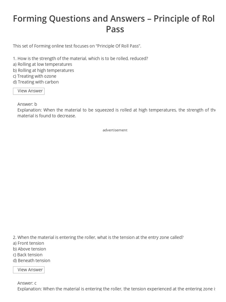 Forming Questions and Answers - Principle of Rol Pass: Advertisement ...