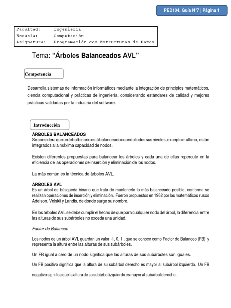 Guía 7. Árbol Balanceado AVL | PDF | Ingeniería Informática ...