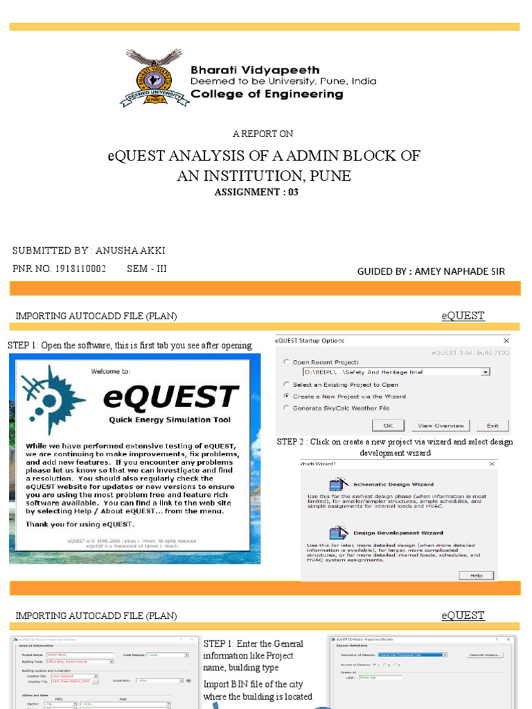 Equest Analysis of A Admin Block of An Institution, Pune: Guided By ...