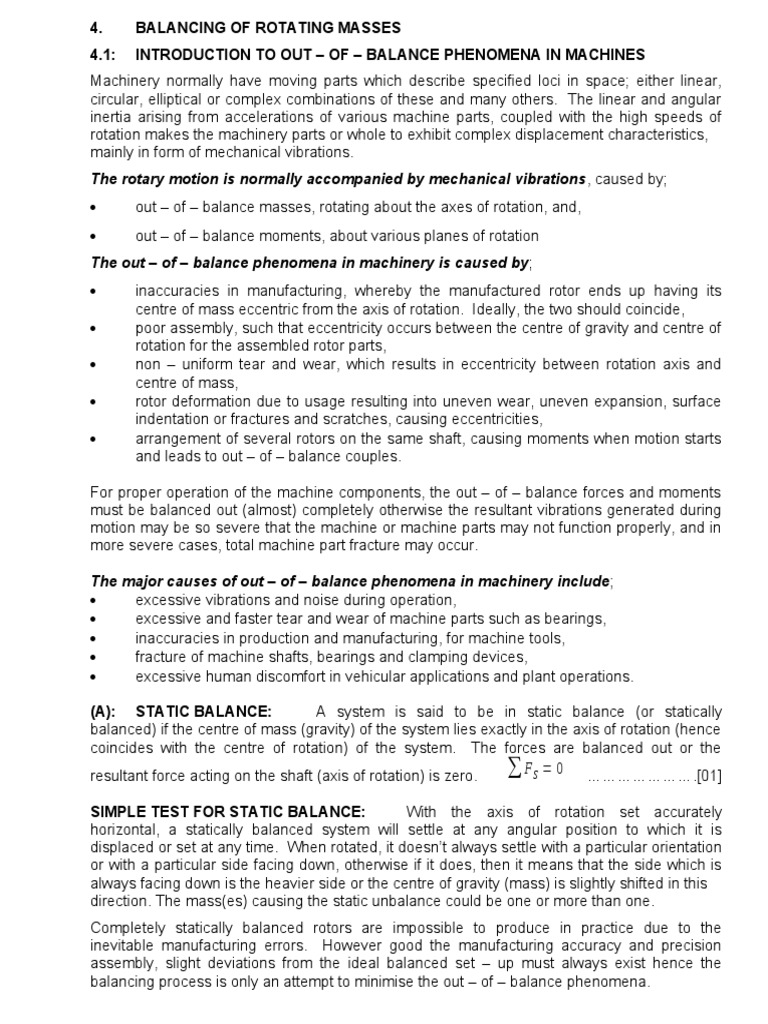 Balancing of Rotating Masses | PDF | Rotation Around A Fixed Axis | Metrology