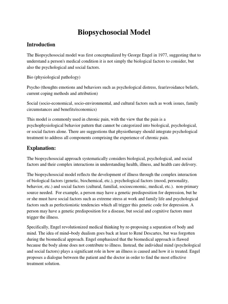 Biopsychosocial Model | PDF | Psychiatry Related Fields | Neuroscience