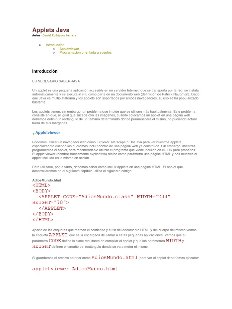 Applets Java | PDF | Java (lenguaje de programación) | Programa de computadora