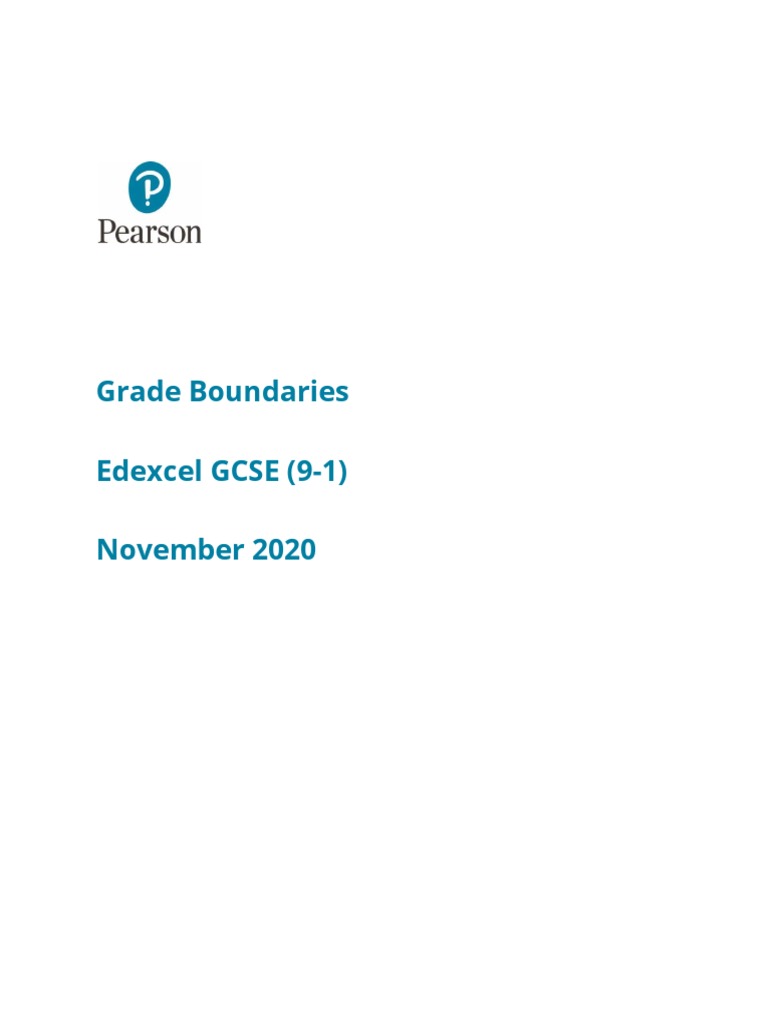 Grade Boundaries Edexcel GCSE (9-1) November 2020 | PDF ...