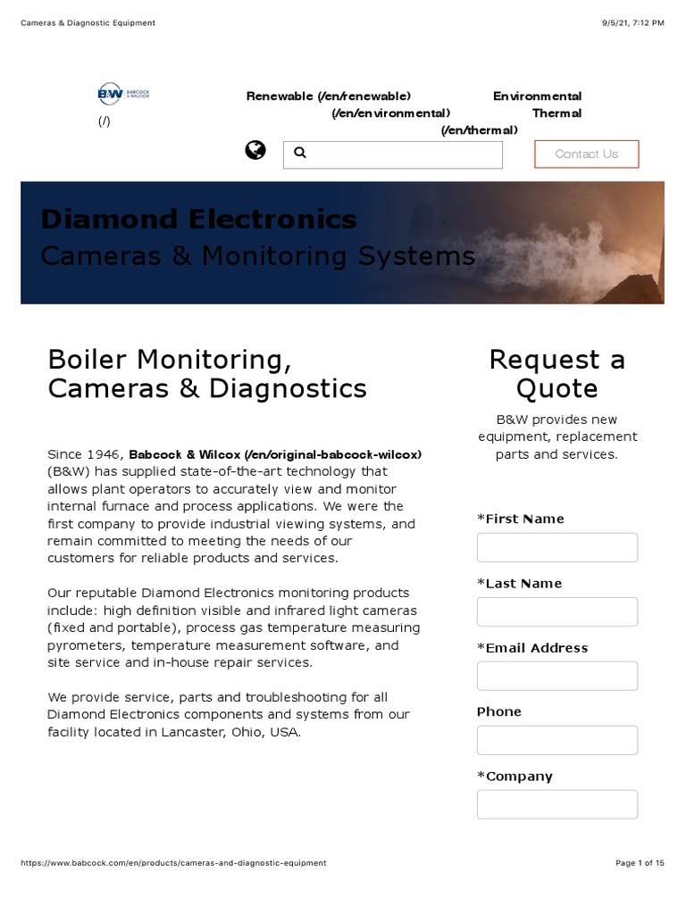 Diamond Electronics: Cameras & Monitoring Systems | PDF | Furnace | Boiler