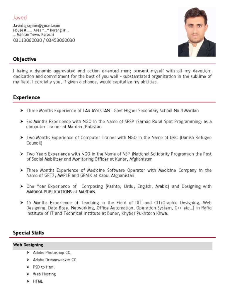 Javed I.T CV | PDF | Web Design | World Wide Web