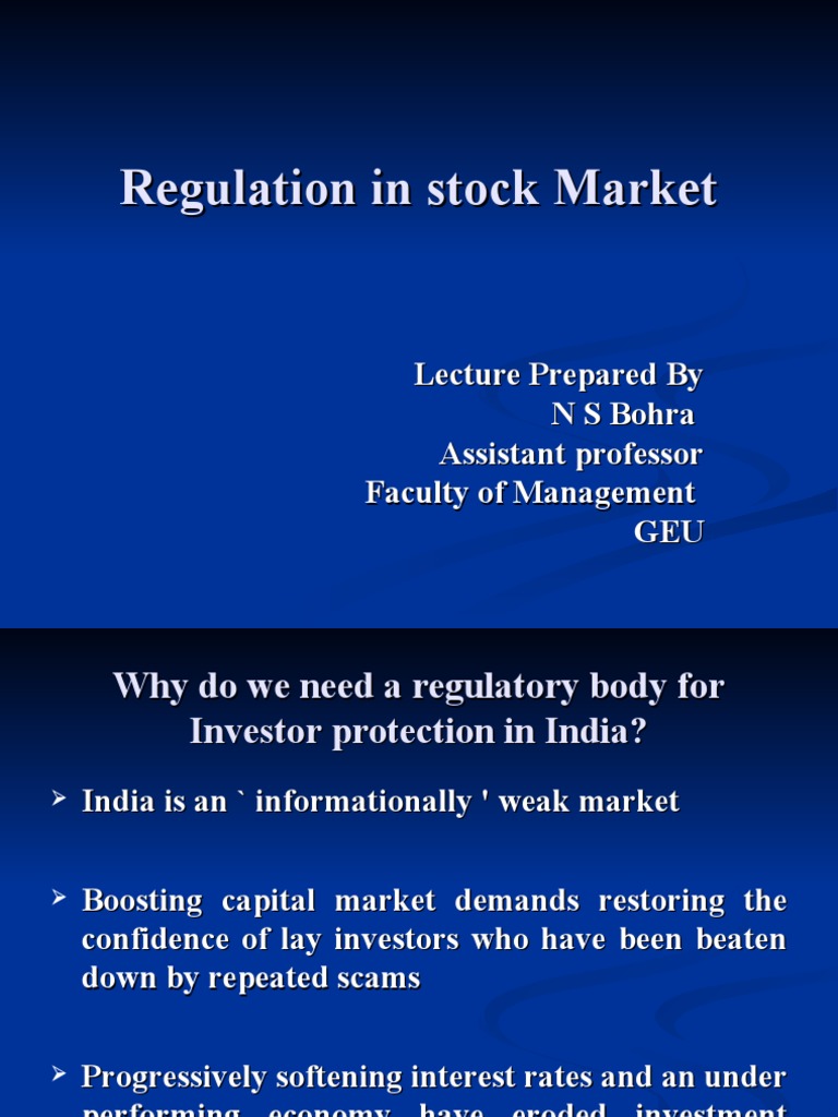 Lecture-04 Regulation in Stock Market | PDF | Securities (Finance ...
