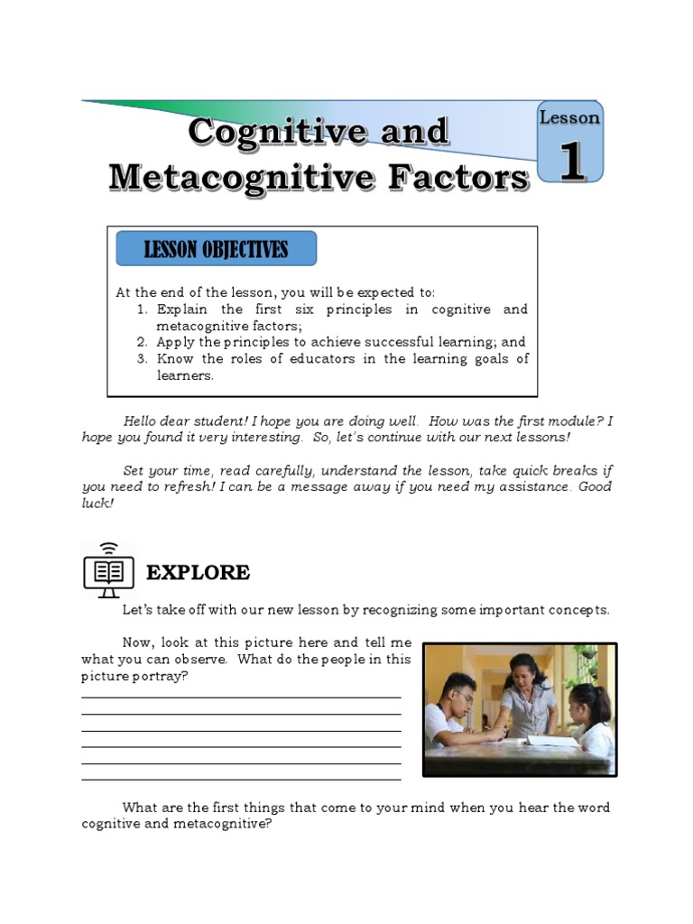 Module 2 Lesson 1 PDF | Download Free PDF | Metacognition | Learning