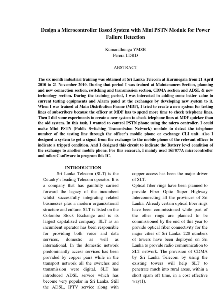 Design A Microcontroller Based System With Mini PSTN Module For Power ...