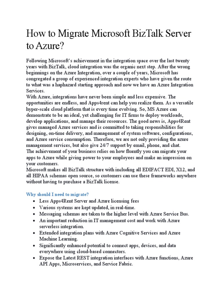 How To Migrate Microsoft BizTalk Server To Azure | PDF | Microsoft Azure | Cloud Computing