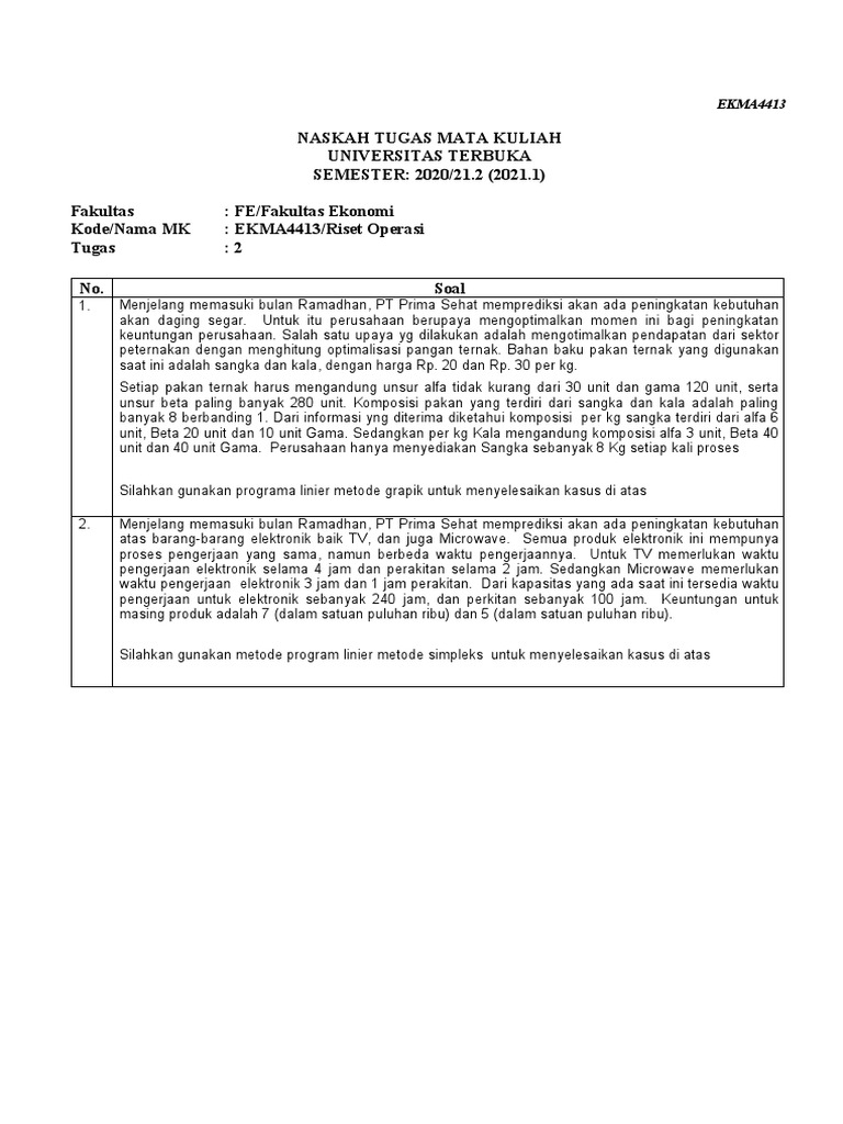 Naskah - Ekma4413 - tmk2 - 1 RISET OPRASI | PDF