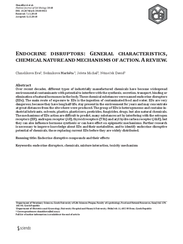 Endocrine Disruptors: General Characteristics, Chemical Nature and ...