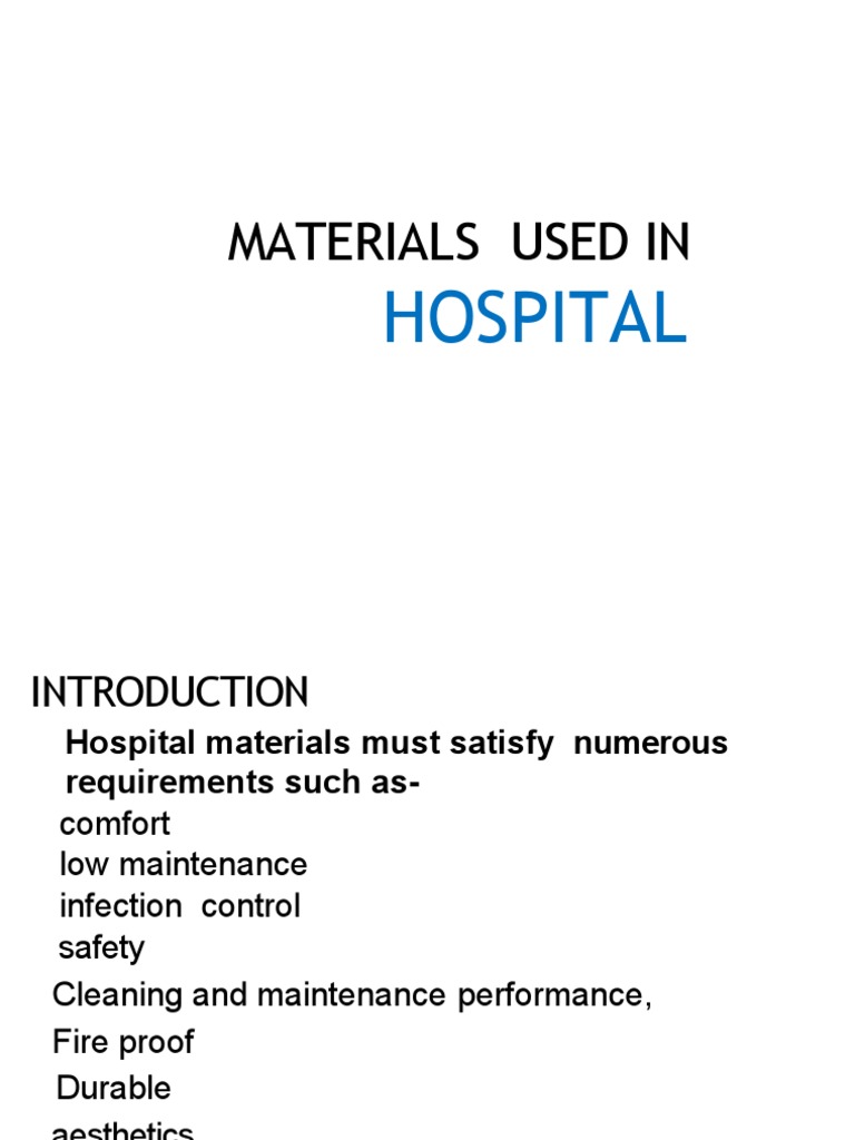 Materials Used In: Hospital | PDF | Flooring | Hygiene
