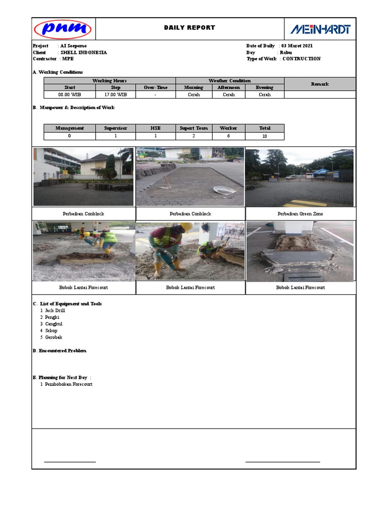 Daily Report Template 03032021 | PDF