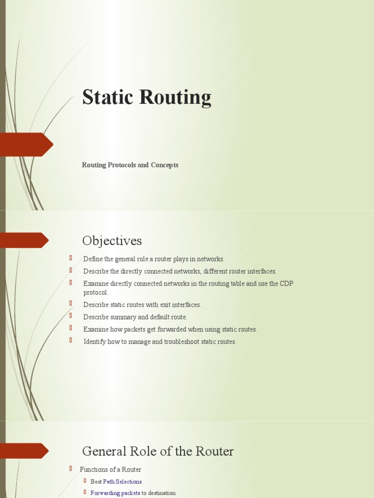 Static Routing: Routing Protocols and Concepts | PDF | Router (Computing) | Routing