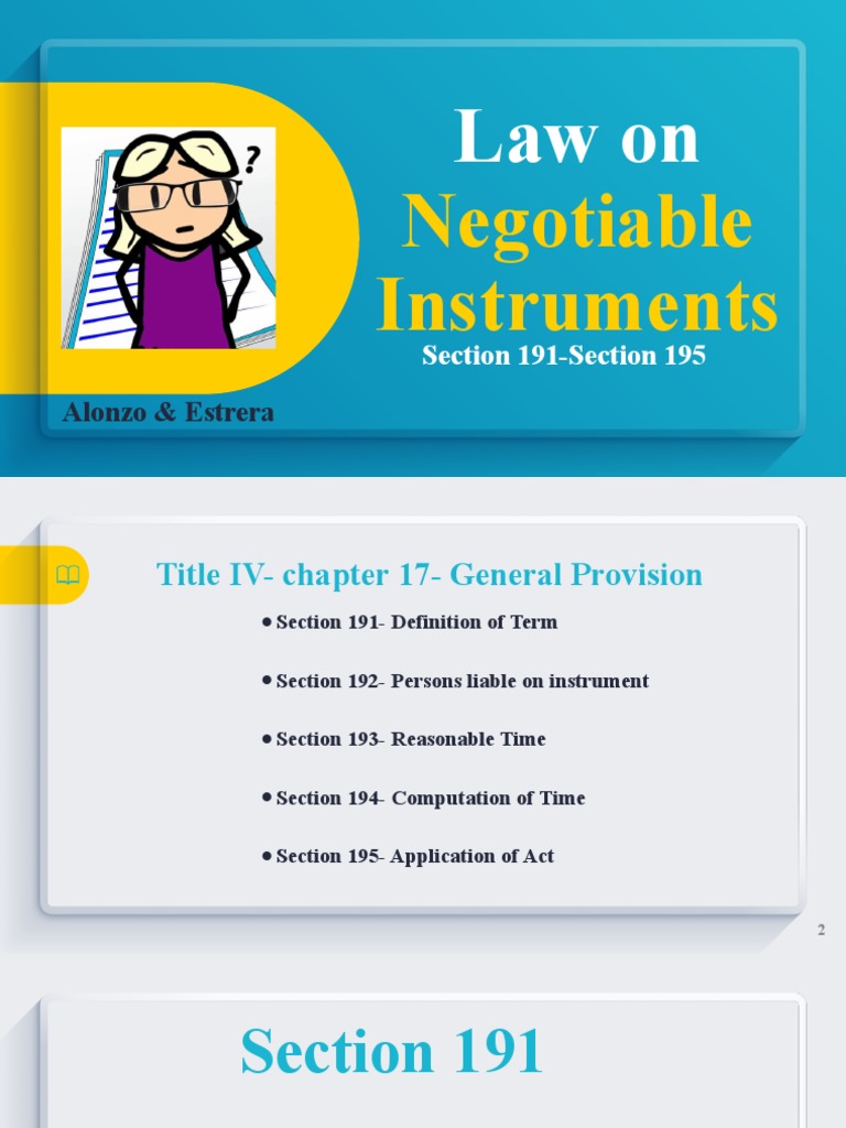 Law On: Negotiable Instruments | PDF | Negotiable Instrument | Legal ...