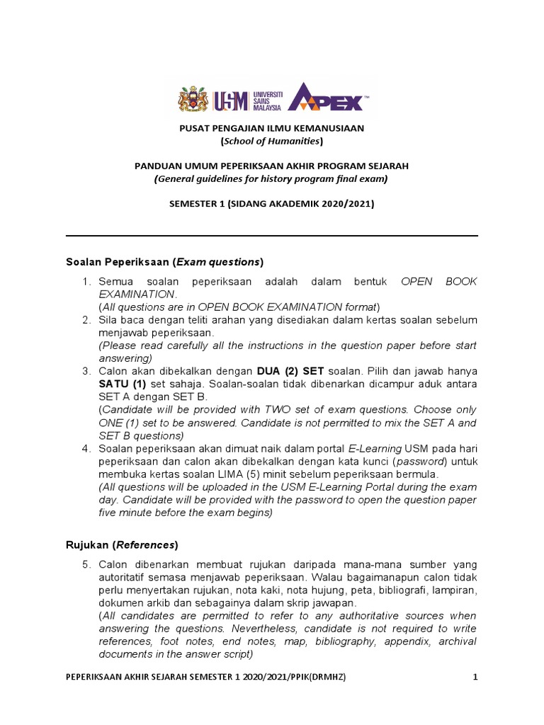 Panduan Umum EXAM SEJARAH 2021 | PDF