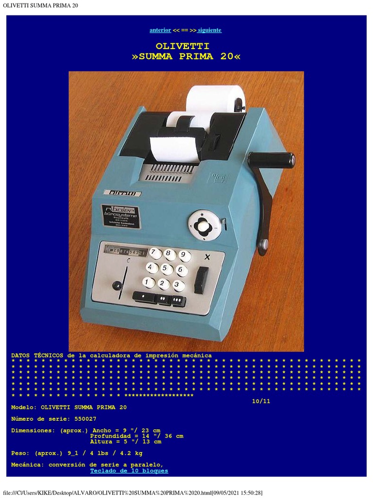 Olivetti Summa Prima 20 | PDF | Hardware de la computadora | Informática