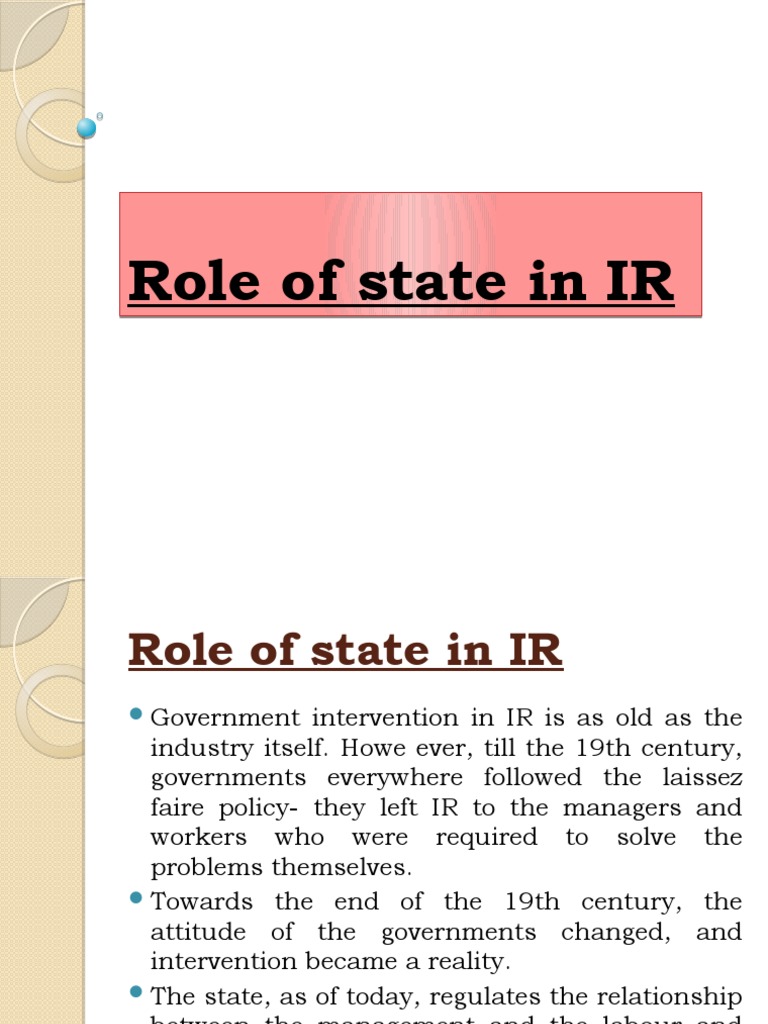 Role of State in IR | PDF | Industrial Relations | Labour Law