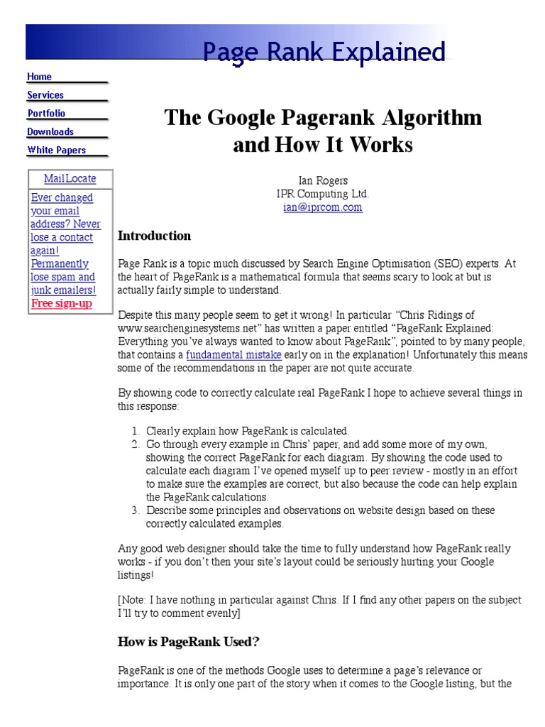 Pagerank Explained Correctly With Examples - WWW - Cs.princeton - Edu - Chazelle - Courses - BIB ...