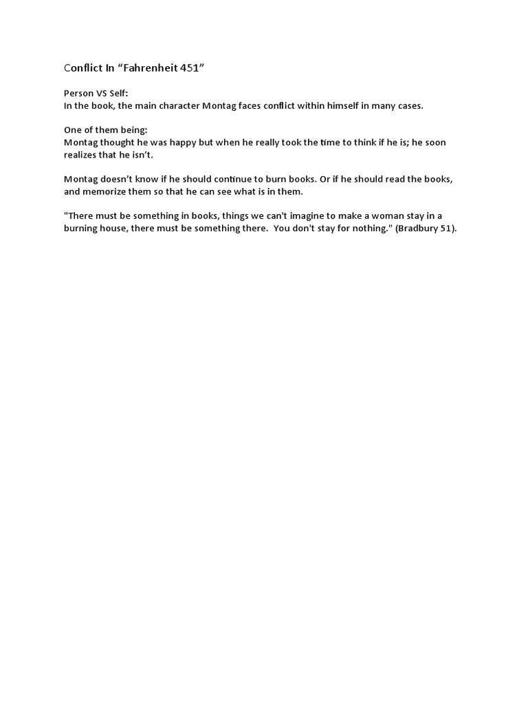 Montag's Internal Conflict in Fahrenheit 451 | PDF | Self-Improvement ...