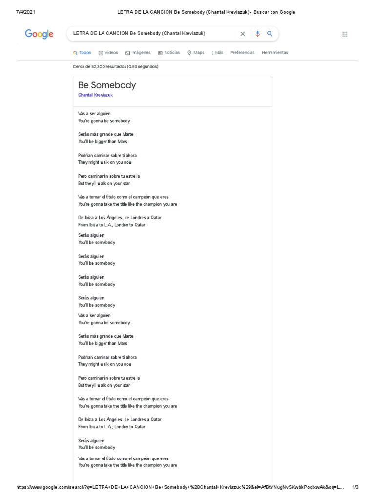 Letra Be Somebody | PDF | Música grabada | Canciones