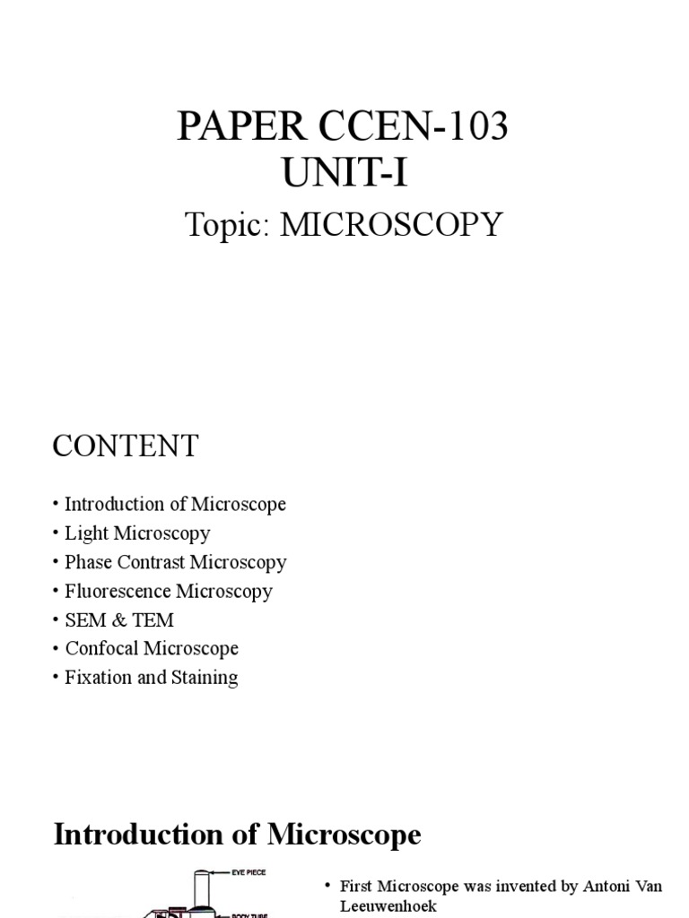 Basic Introduction of Microscopy With Types and Staining | PDF ...