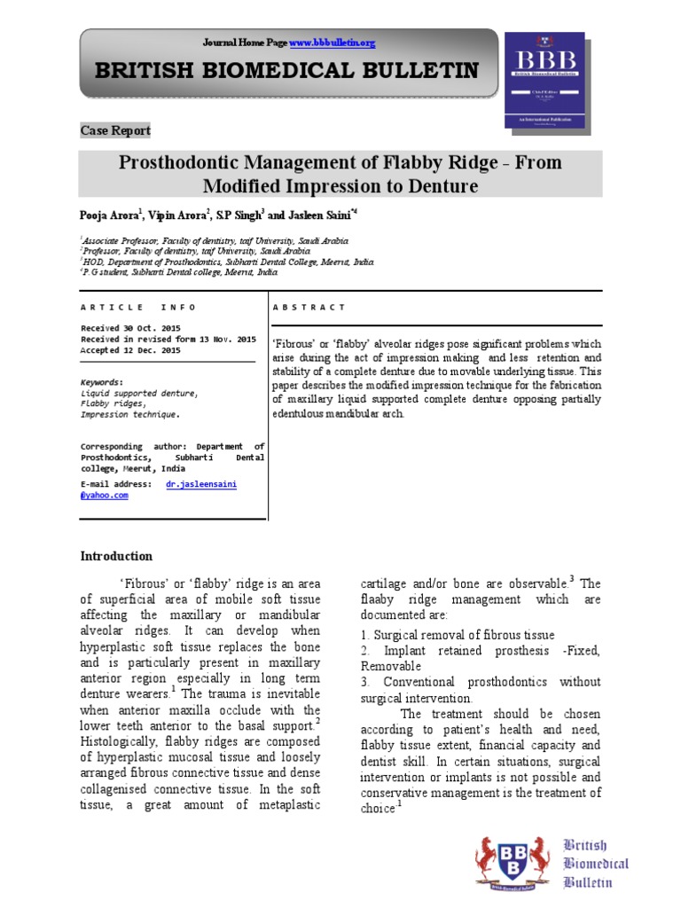 Prosthodontic Management of Flabby Ridge From Modified Impression To ...