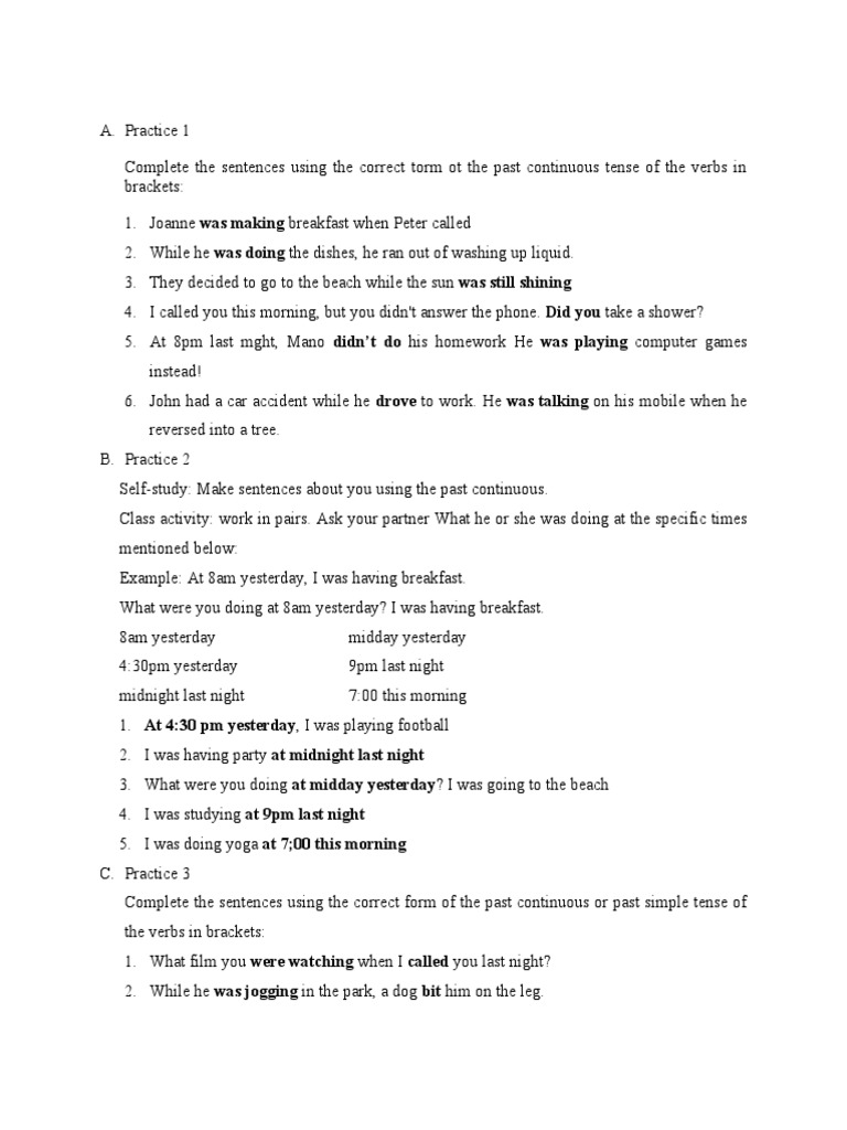 Past Simple and Past Continuous Tenses | PDF | Grammar | Syntax