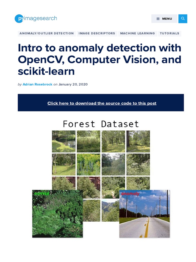 Intro To Anomal Detection With Opencv Computer Vision And Scikit Learn Pdf Machine