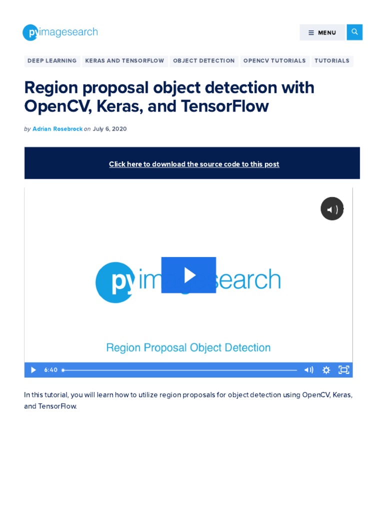 Region Proposal Object Detection With Opencv Keras And Tensorflow Pdf Deep Learning